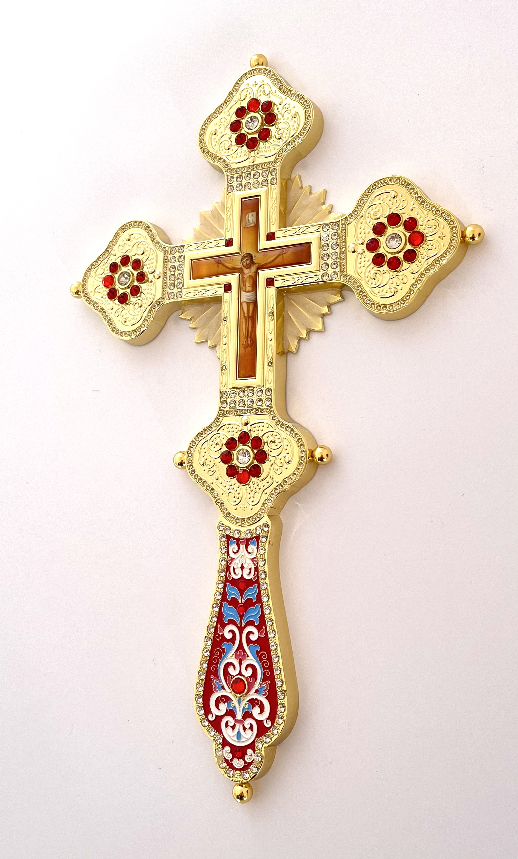 Cruce de binecuvântare aurită cu pietre CR | Magazin MMB